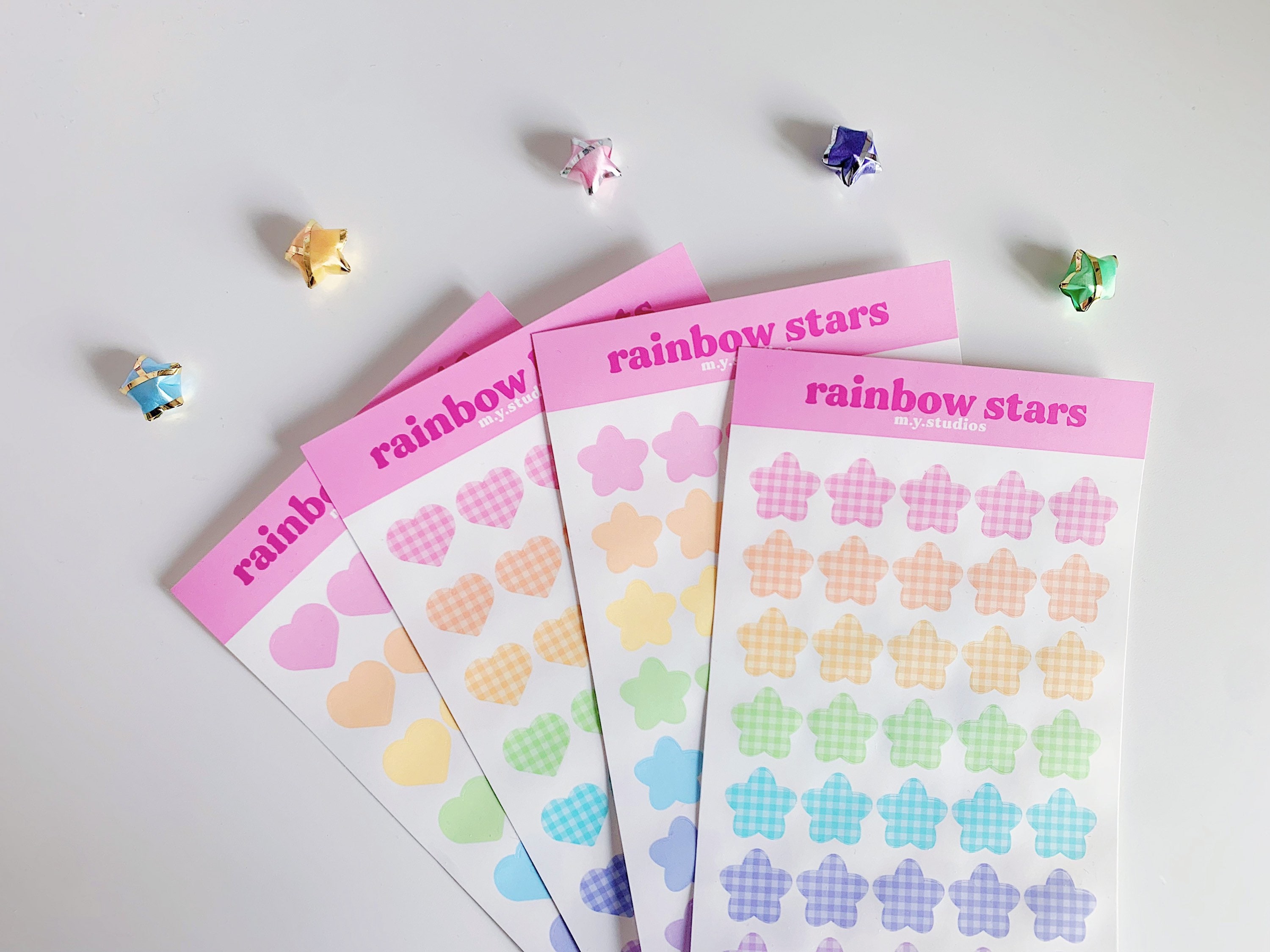 Rainbow Stars & Hearts Deco Sticker Sheets Cute, Kawaii, Bujo Journal ...