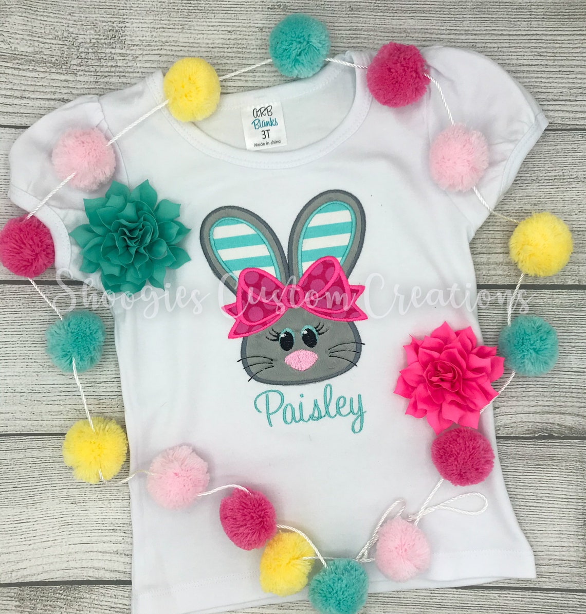 Girl's Easter Bunny Shirt/ Girls Embroidered Easter Shirt/ | Etsy