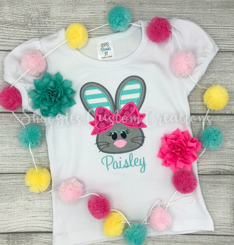 Girl's Easter Bunny Shirt/ Girls Embroidered Easter Shirt/ - Etsy