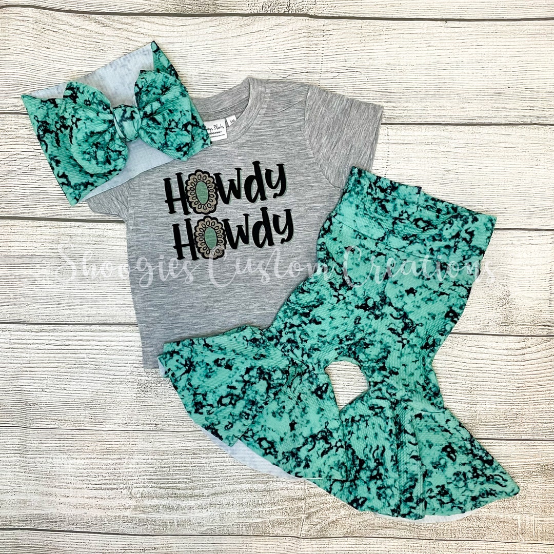 Howdy Turquoise Bell Bottom Matching Outfit for Kids and - Etsy