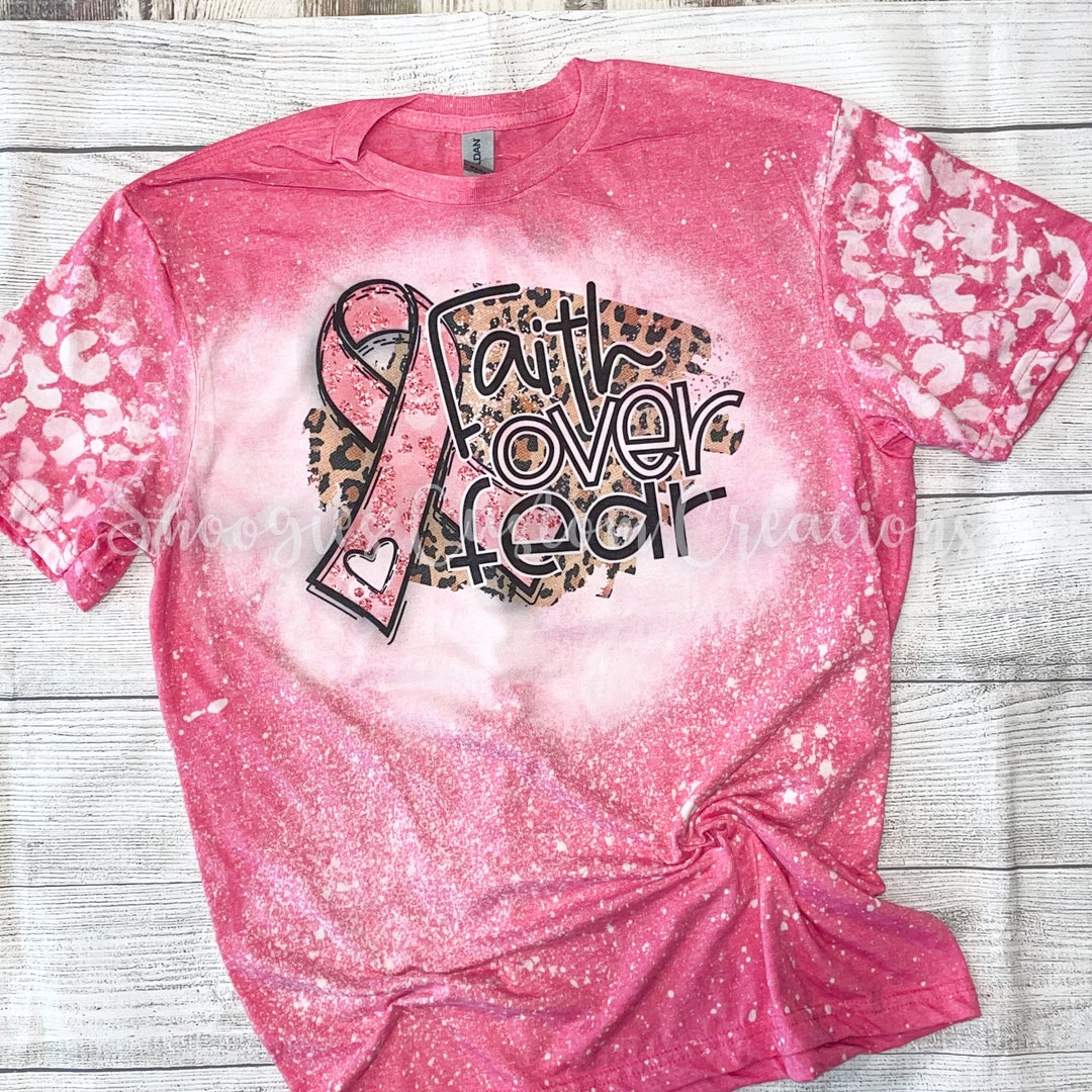 Breast Cancer Awareness Bleached T-shirt Faith Over Fear - Etsy Breast Cancer Awareness Bleached T-shirt Faith Over Fear - Etsy