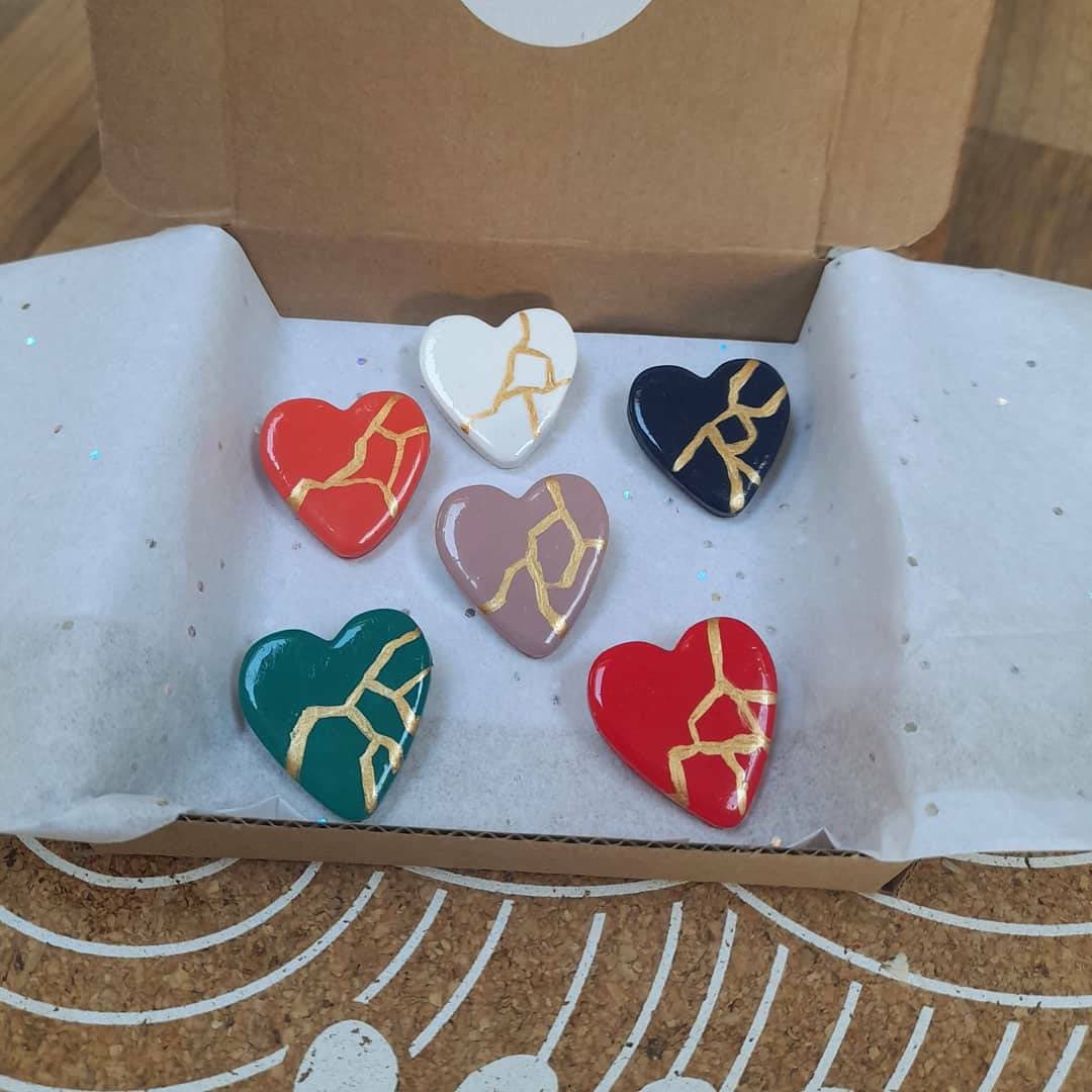 Insignia del corazón de Kintsugi broche pin. Estilo japones. - Etsy España
