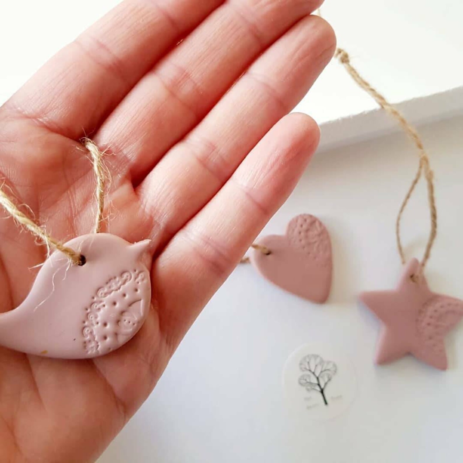 Set of Three Clay Handmade Hanging Decorations. Christmas - Etsy