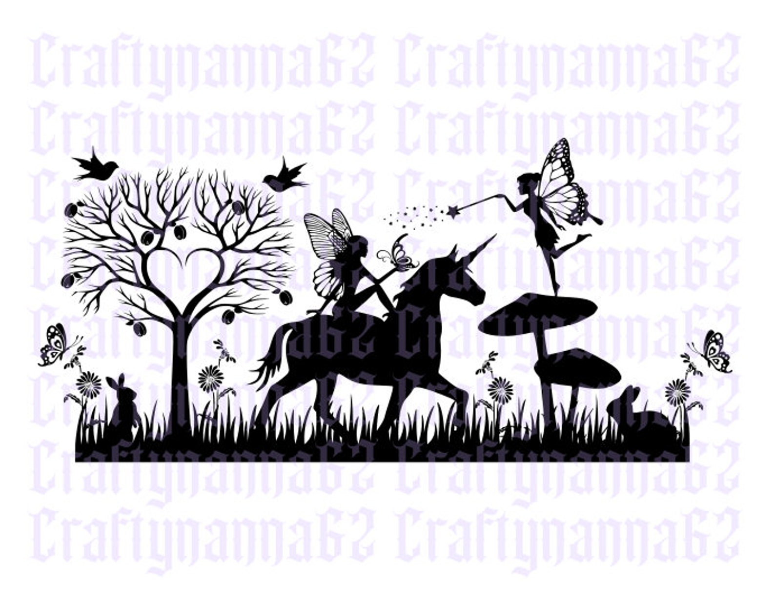 Fairy Riding A Unicorn Svg Dxf Png Etsy