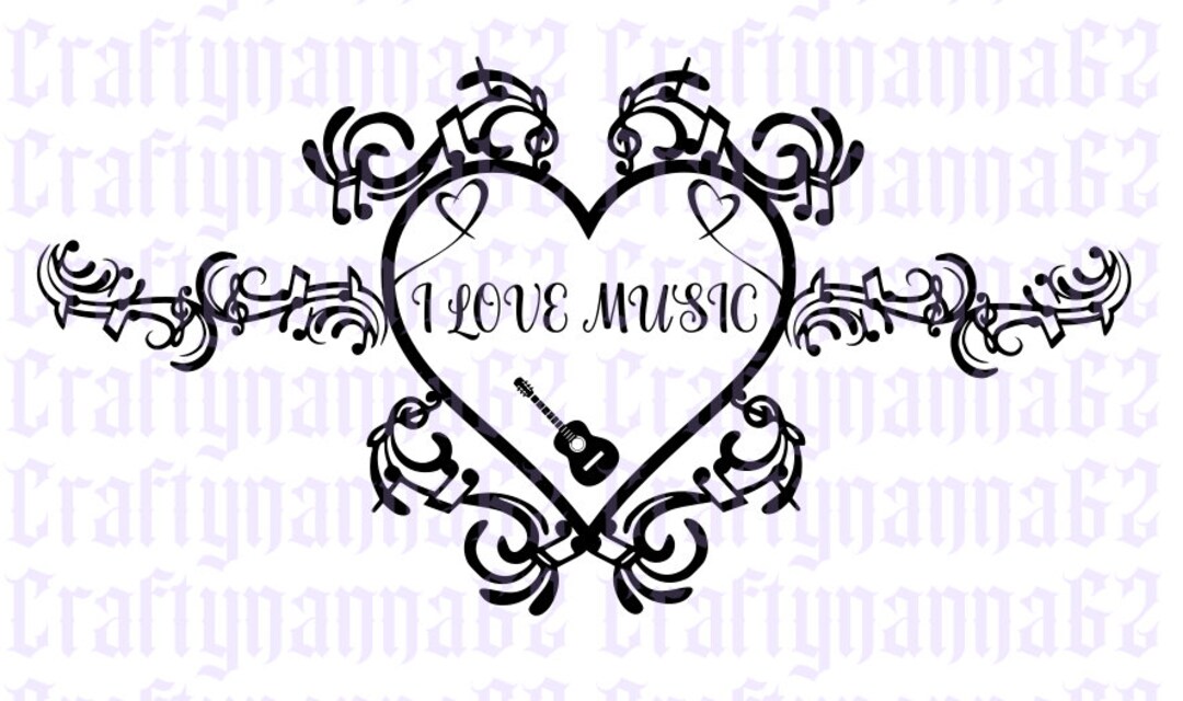 I Love Music Heart Svg/dxf/png for Cutting Machines - Etsy