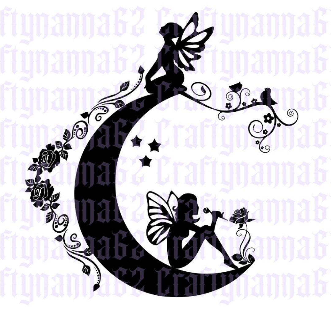 Hadas en la luna svg/dxf/png para máquinas de corte - Etsy España