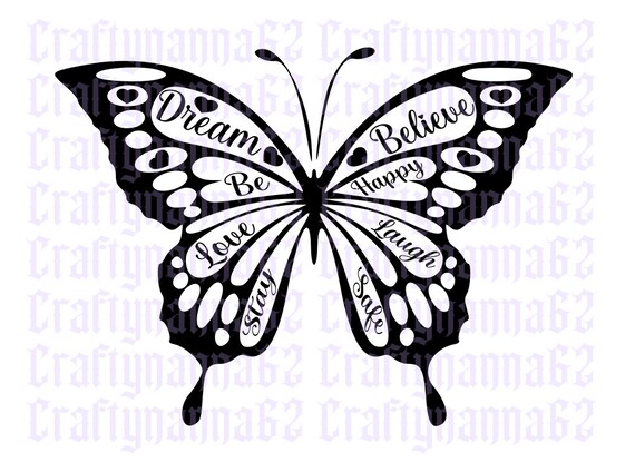 Butterfly With Words Svg/dxf/png | Etsy