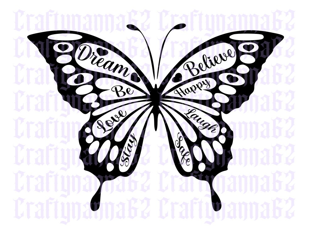 Butterfly With Words Svg/dxf/png - Etsy