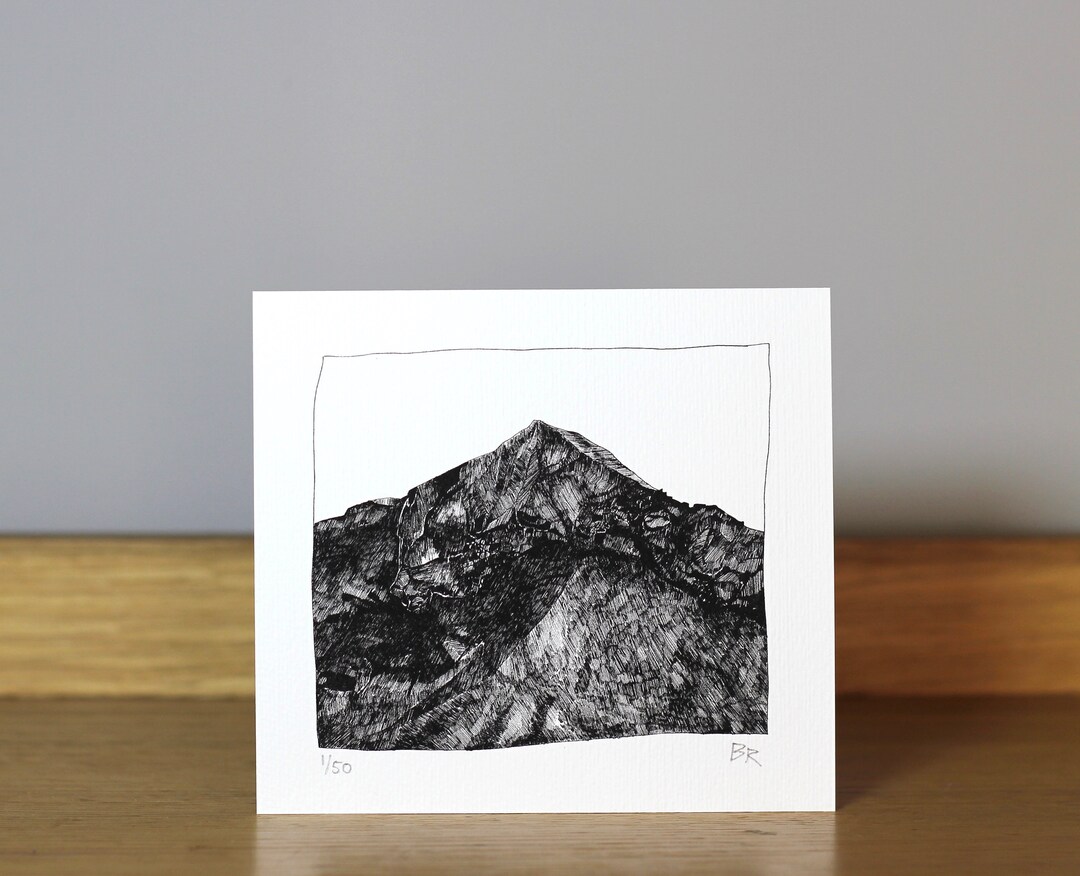 Limited Edition Print Mountain Drawing Bird Rock Snowdonia Wales - Etsy