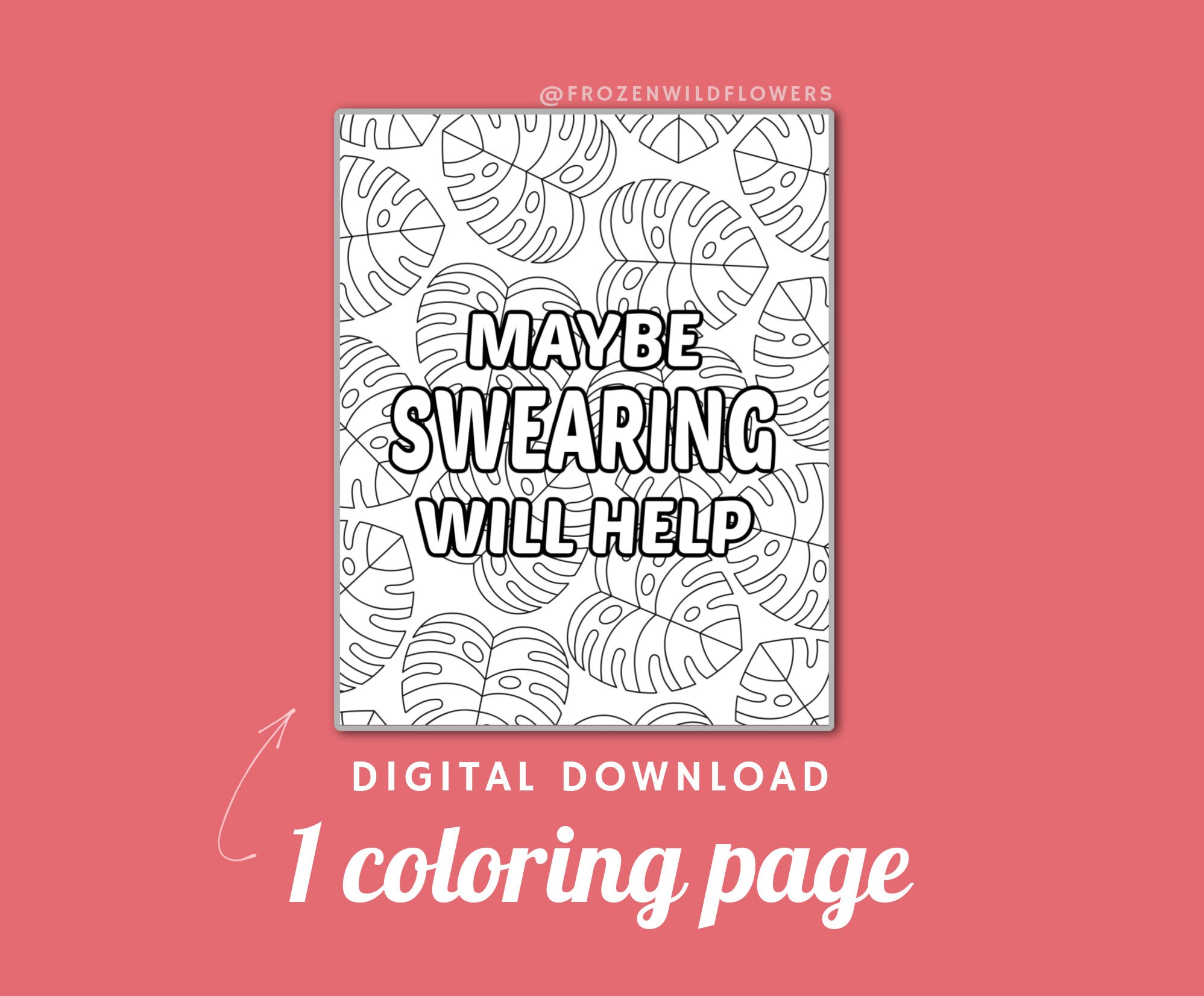 Swearing Helps Witty Quotes Coloring Page Hand-drawn Designs Instant ...