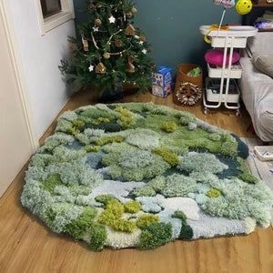 Handmade Moss Rug: 3D Turfted Wool Carpet, Custom Area Rug - Etsy
