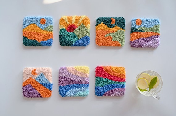 Square Punch Needle Coaster Full Kit for Starter DIY Punch - Etsy