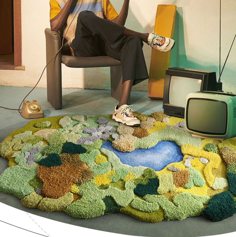 Forest and Lake 3D Area Turfting Rugs turfted Wool Rugs - Etsy