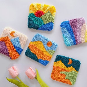 Square Punch Needle Coaster Full Kit for Starter DIY Punch Coaster ...