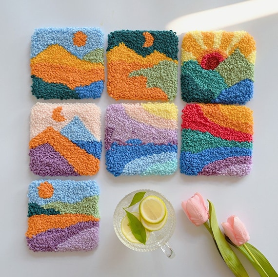 Sunset Punch Needle Coaster Full Kit for Starter DIY Punch - Etsy