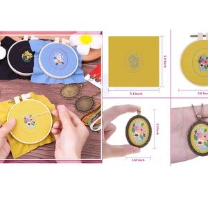 Embroidery Kit Embroidered Pendants Necklace Floral - Etsy