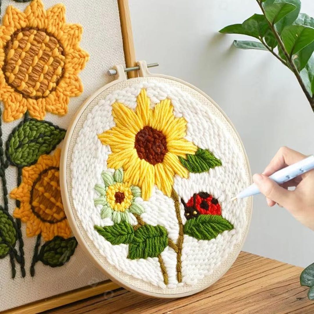 Sunflower Punch Needle Kit for Beginner Including Full Set Meterials ...