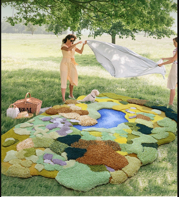 Forest and Lake 3D Area Turfting Rugs turfted Wool Rugs - Etsy