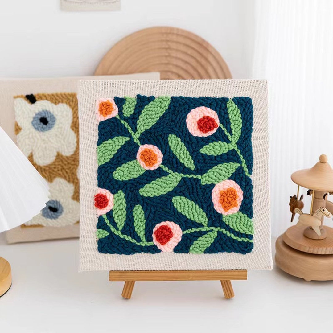 Floral Punch Needle Full Kit, DIY Beginner Embroidery Punch Kit ,DIY ...