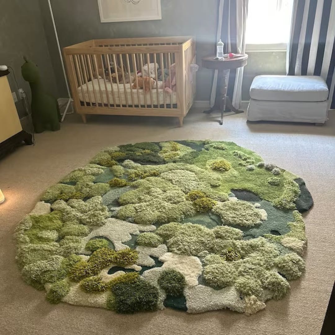 Turfted Wool Moss Rug,handmade Forest Rugs,3d Area Turfting Rugs Carpet ...