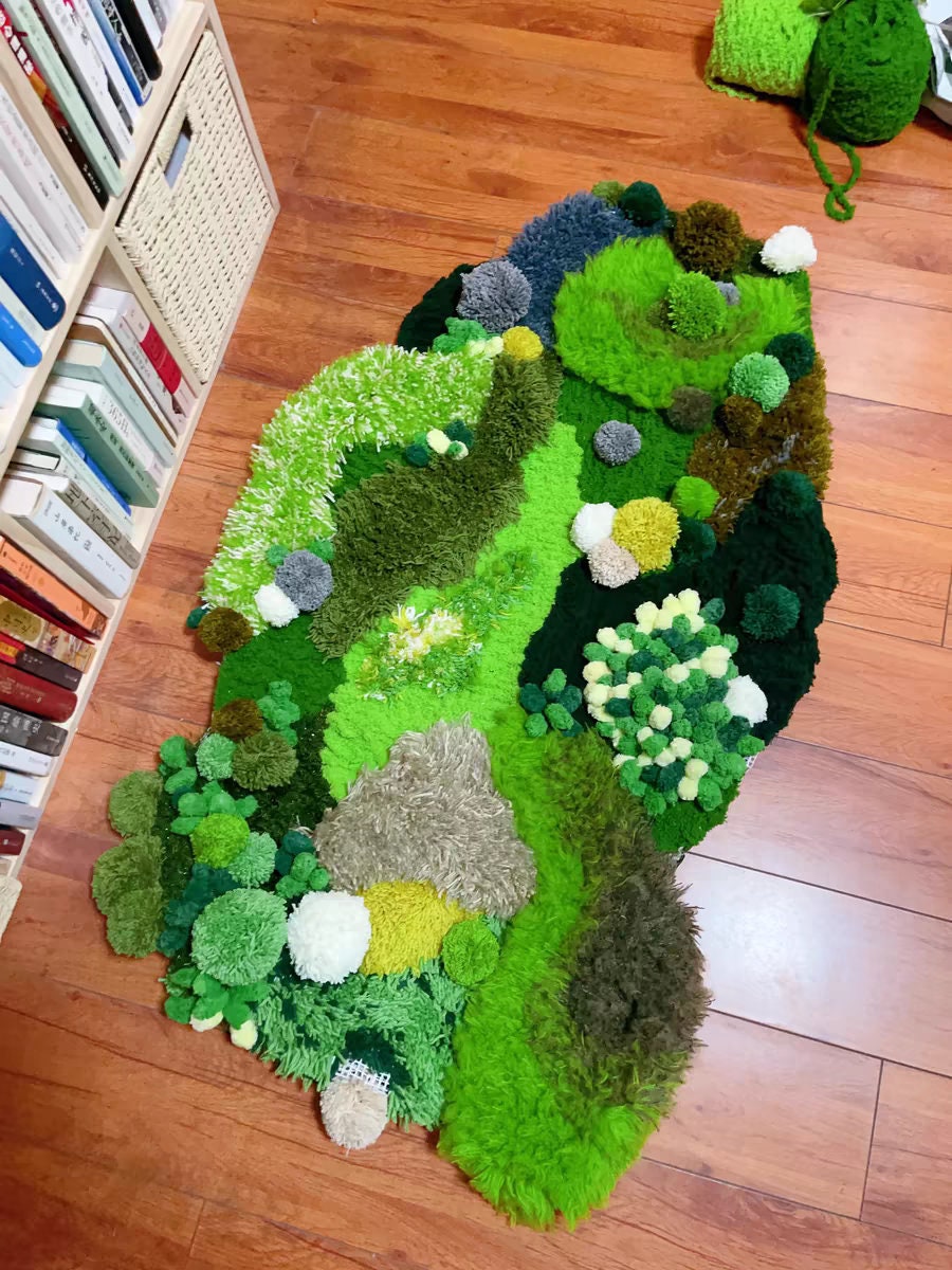 Green Moss Latch Hook Rugs Moss Forest Rugs Carpet Custom Moss Meadows ...