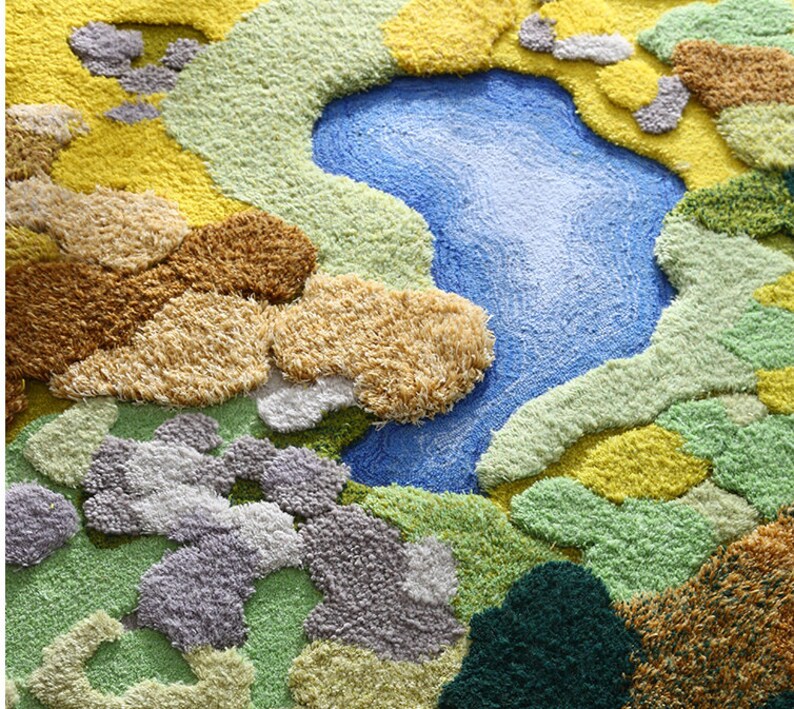 Forest and Lake 3D Area Turfting Rugs turfted Wool Rugs - Etsy