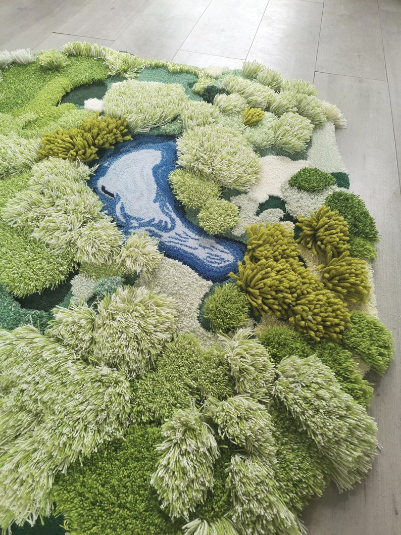 Forest and Lake 3D Turfting Rugs Carpethand Turfted Wool - Etsy