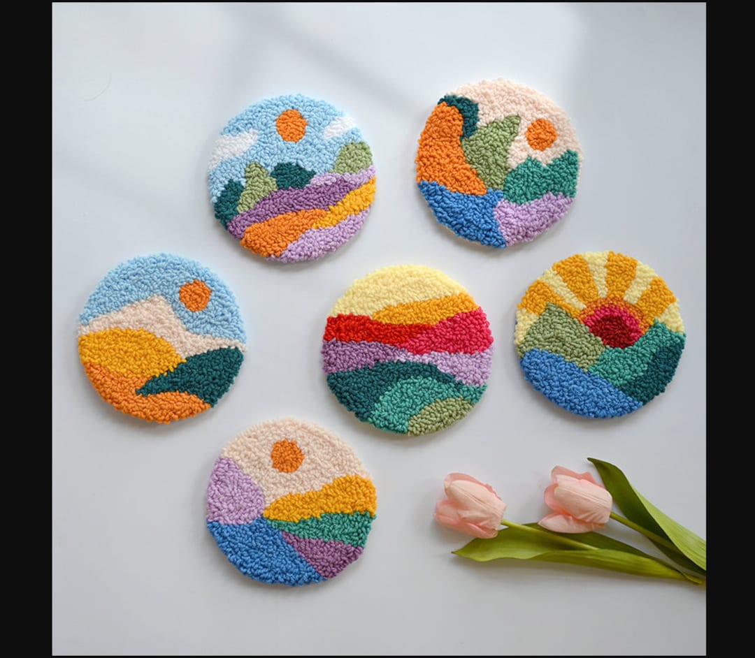 Mountain & Sun Punch Needle Coaster Full Kit for Starter DIY Punch ...