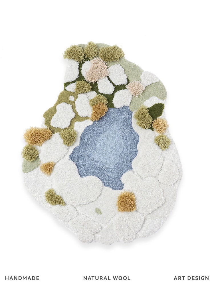 White&green Moss Rug Hand Turfted Wool Rugs Carpet for Living - Etsy