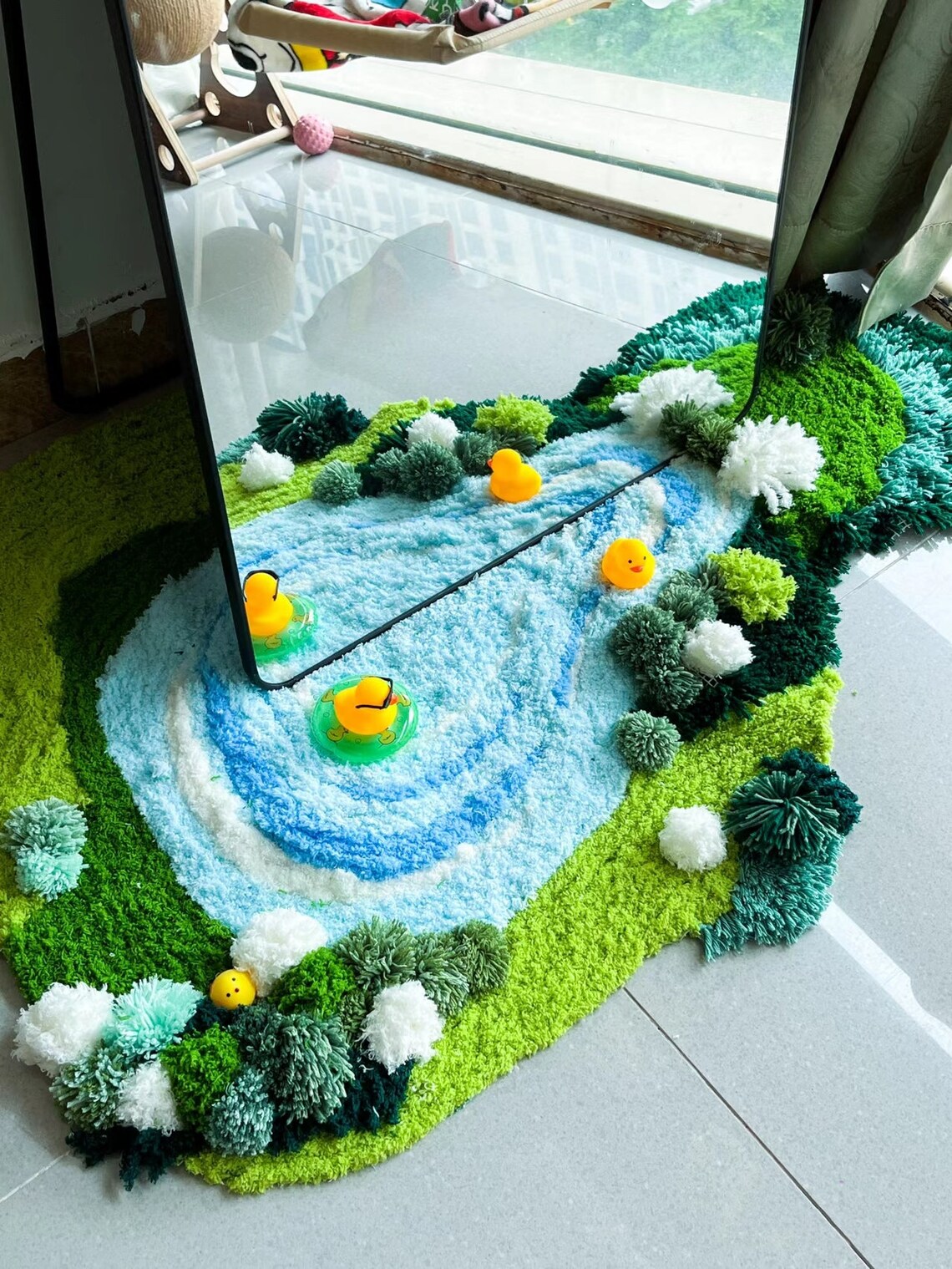 Moss With River Carpets Custom Latch Hook Rugs Custom Meadows Rugs - Etsy