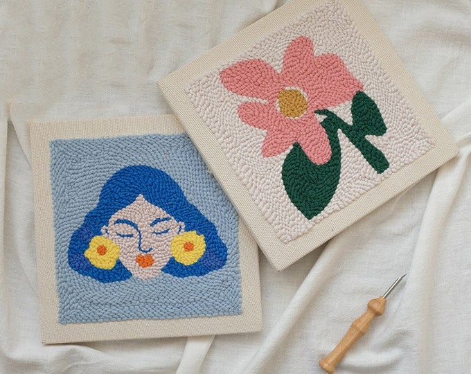 Punch Needle Kit Starter Punch Needle Tool Threader Fabric Embroidery ...