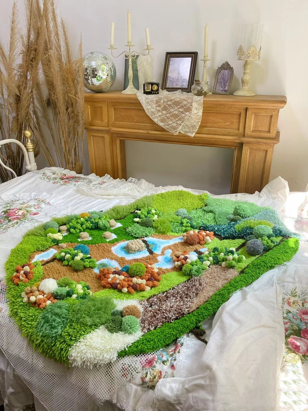 Custom Moss Rugs,hand Hooked Moss With Lake Rugs Carpet, Moss Meadows ...