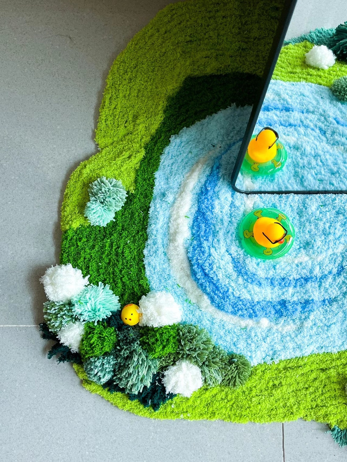 Moss With River Carpets Custom Latch Hook Rugs Custom Meadows Rugs - Etsy