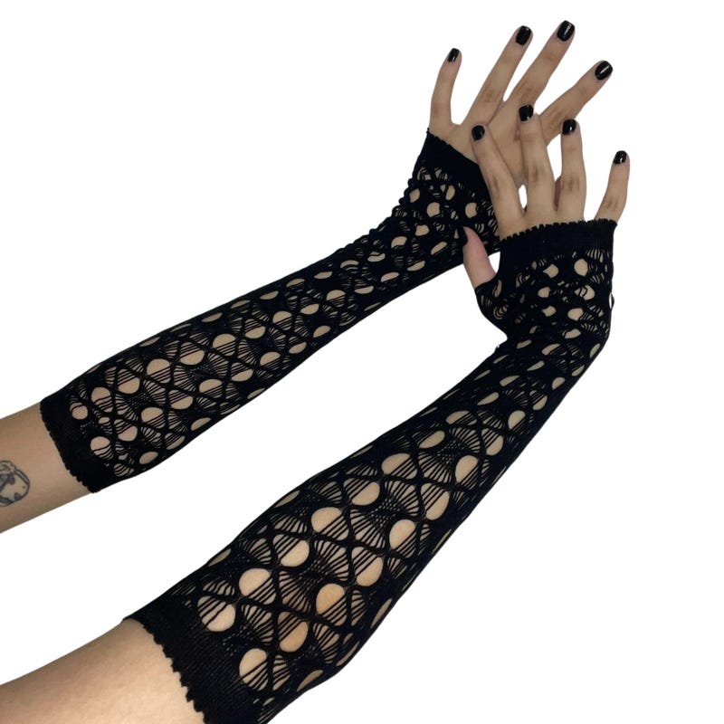 Fishnet Gloves Black - Etsy
