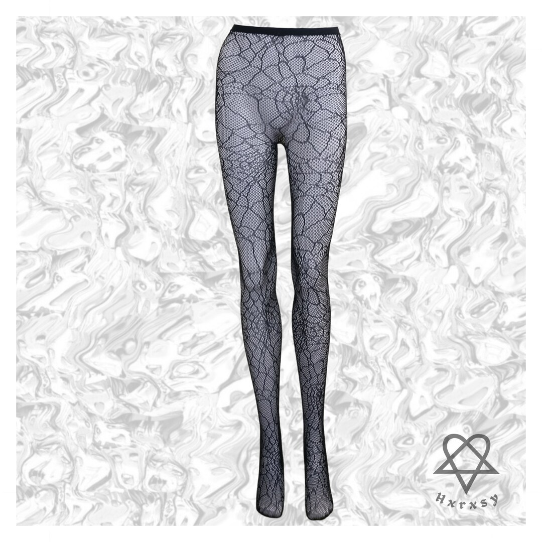 Black Spiderweb Pattern Fishnet Tights - Etsy UK