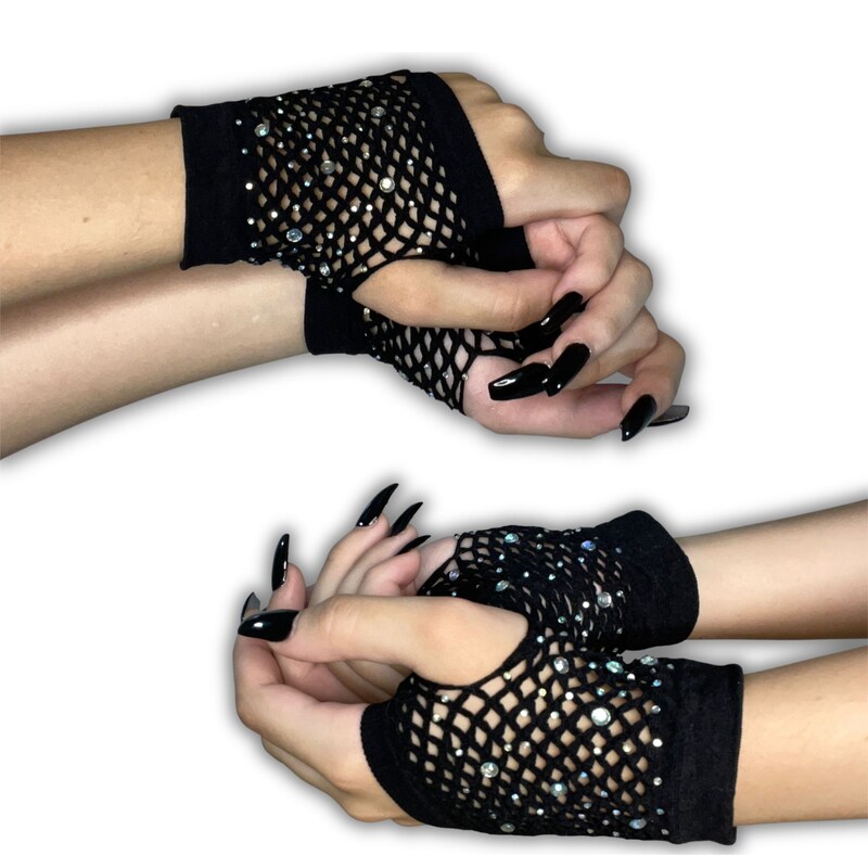 Fishnet Gloves Black - Etsy