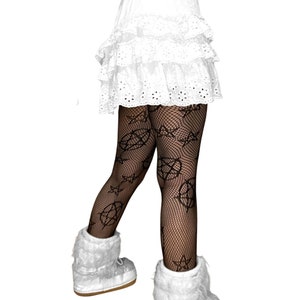 Black Pentagram Patterned Fishnet Tights - Etsy