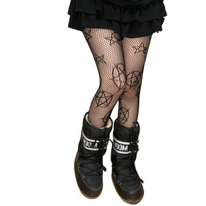 Black Pentagram Patterned Fishnet Tights - Etsy