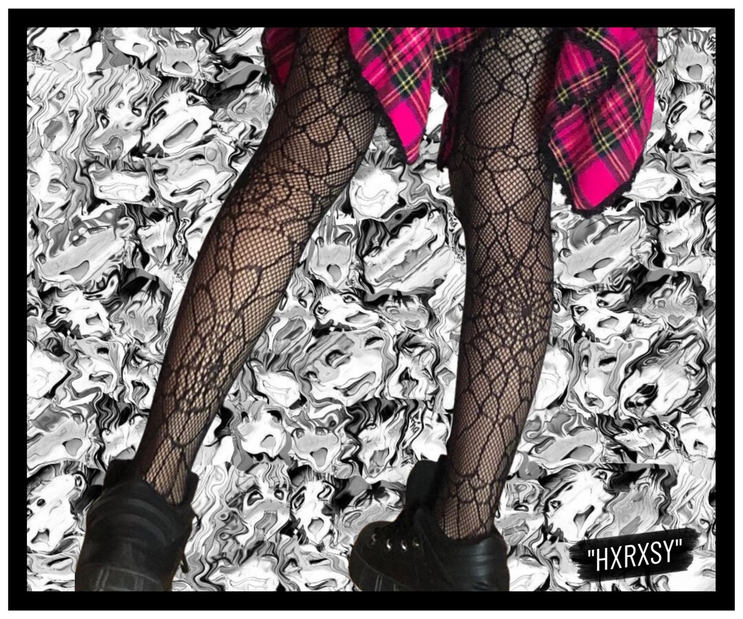 Black Spiderweb Fishnet Tights - Etsy Canada