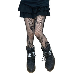 Black Snake Patterned Fishnet Tights - Etsy