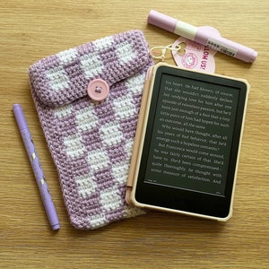 Crocheted Checkered Kindle Sleeves, Handmade Kindle Cover, E Reader ...