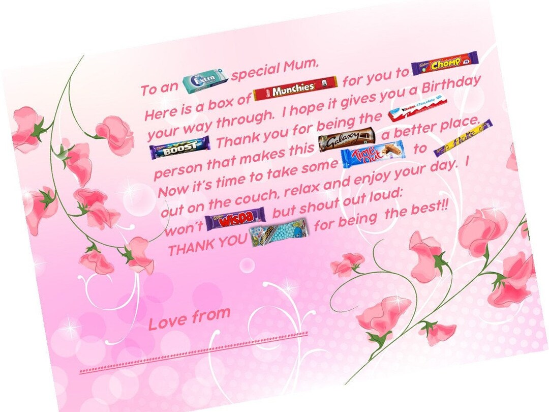 DIY Birthday Chocolate Box Poem | DIY Birthday Gift for Her ...