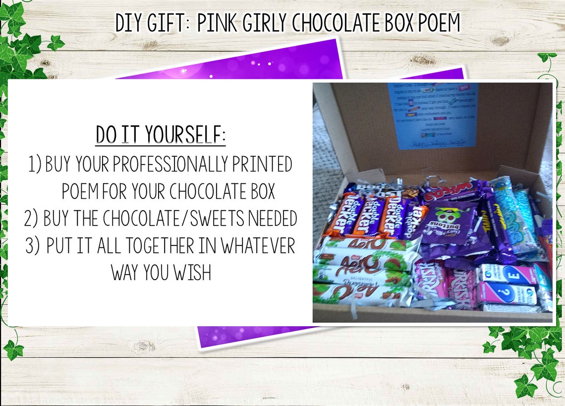 Chocolate Box Card Digital Download Sweet Box Poem Card - Etsy UK
