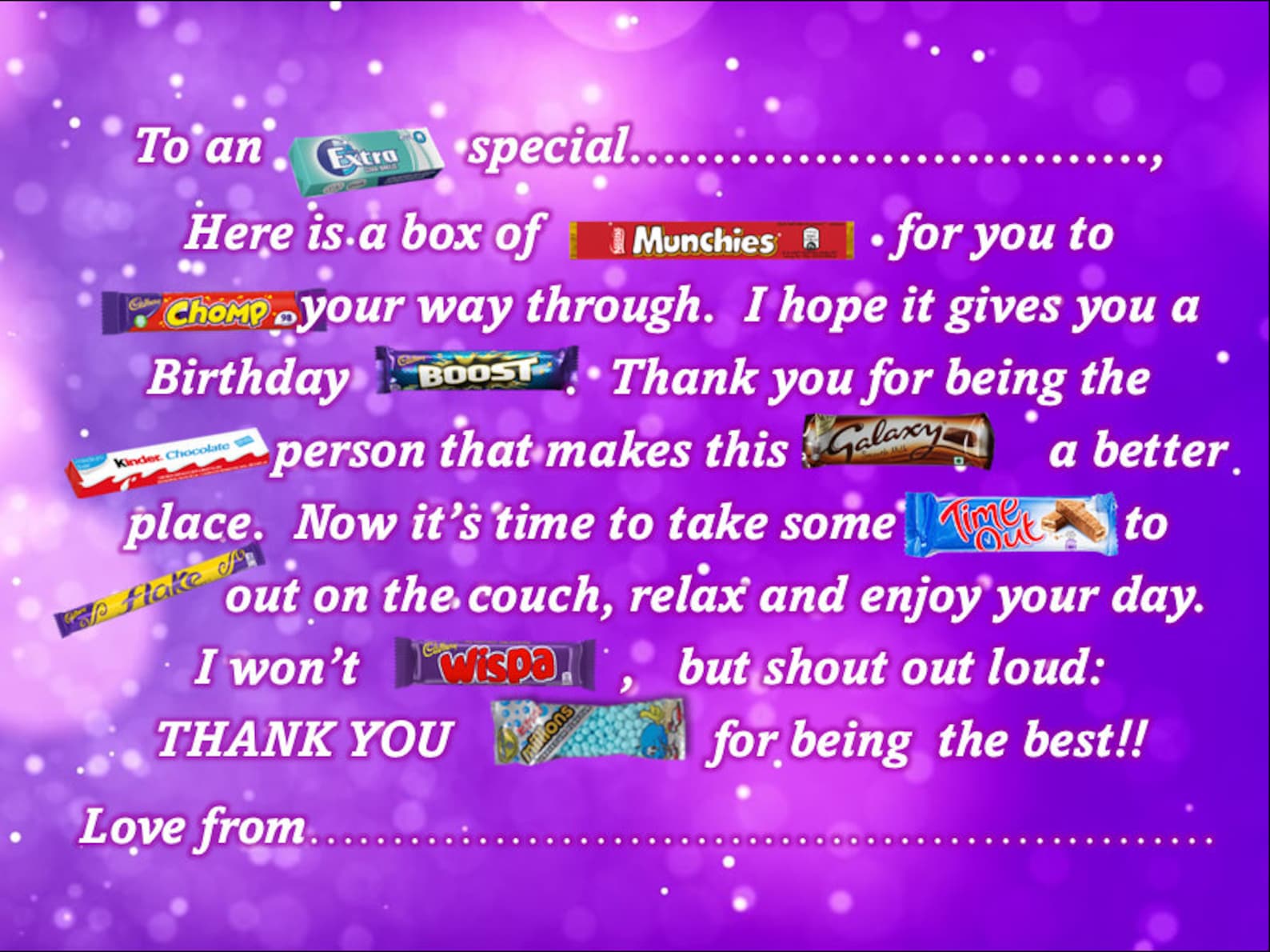 Chocolate Box Card Digital Download Sweet Box Poem Card - Etsy UK