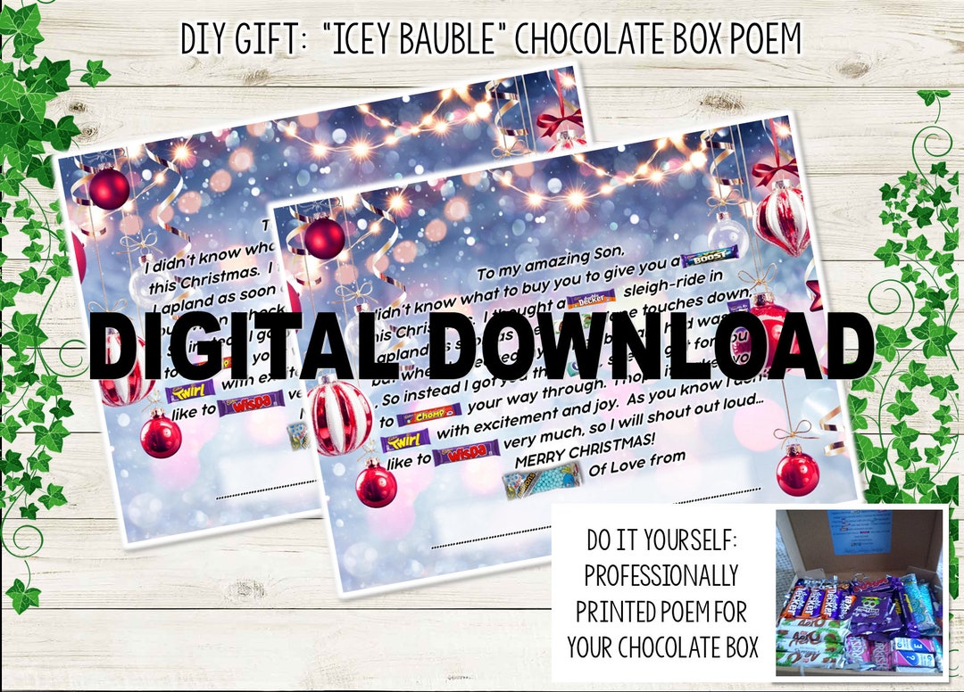 DIY Christmas Chocolate Box Poem | Christmas Tree Sweet Box ...