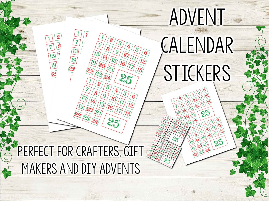 Christmas Advent Calendar Number Stickers: DIY Craft Labels - Etsy UK