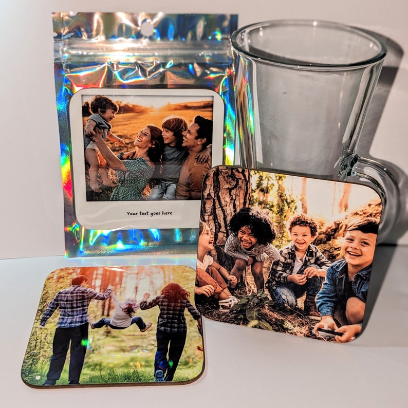 Personalized Photo Coasters: Custom Hardwood, Round or Square - Etsy