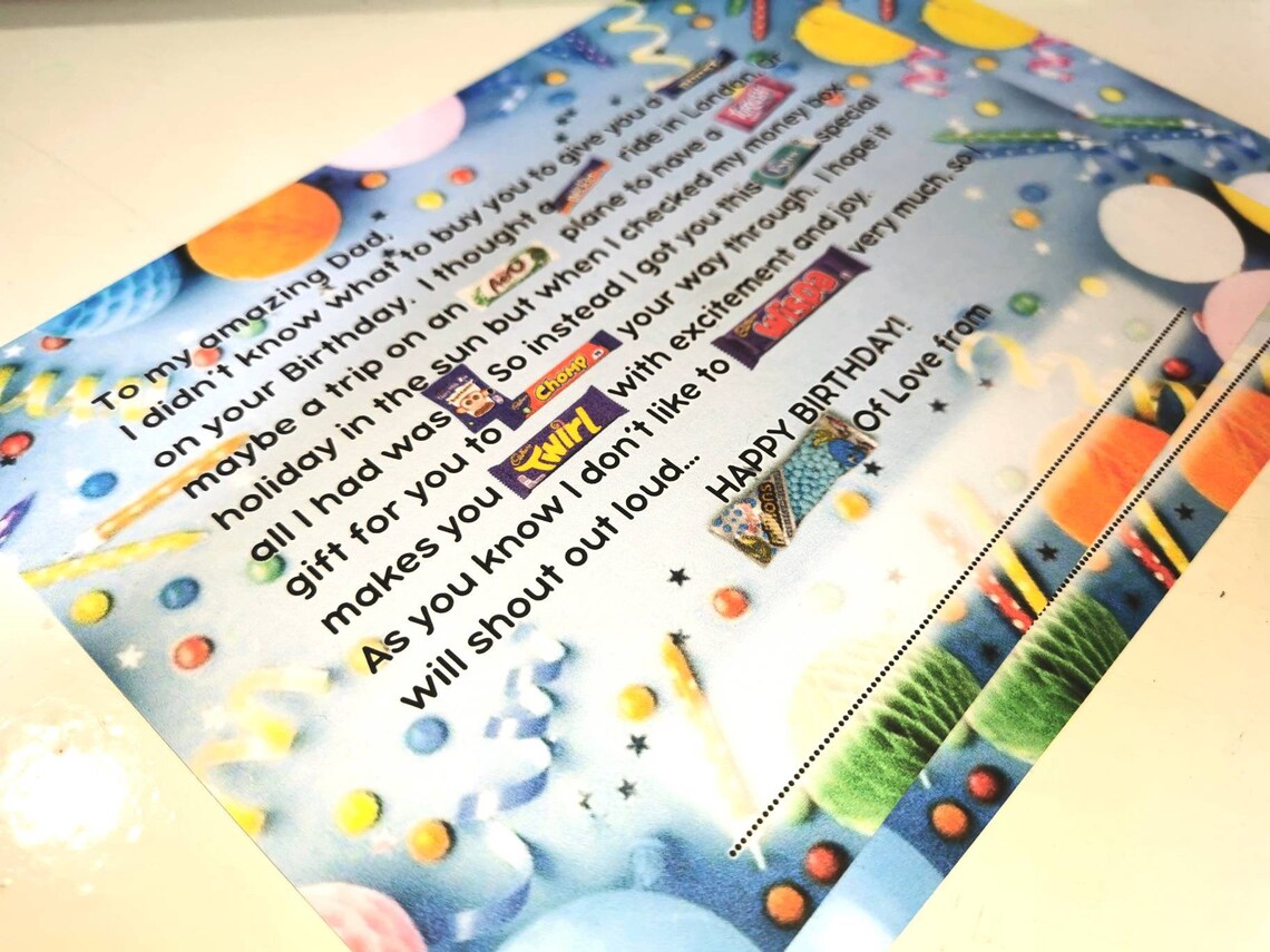 DIY Birthday Chocolate Box Poem Birthday Gift for Him | Etsy