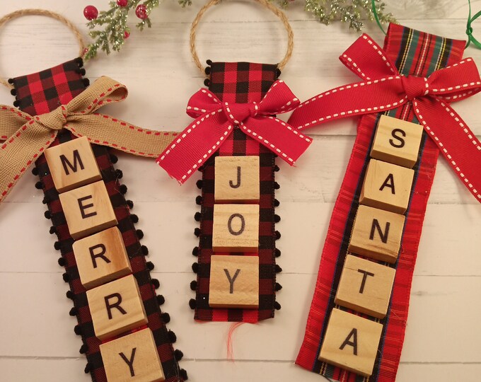 Scrabble Letter Ribbon Christmas Ornament DIY Craft Kit - Etsy