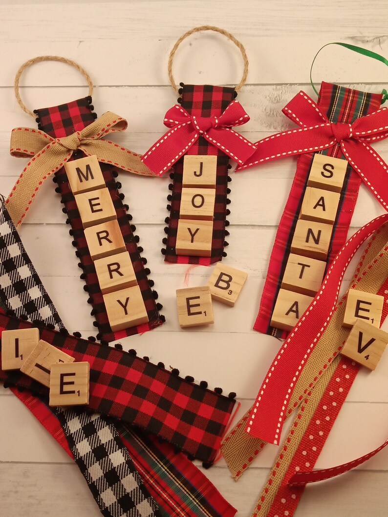 Scrabble Letter Ribbon Christmas Ornament DIY Craft Kit - Etsy